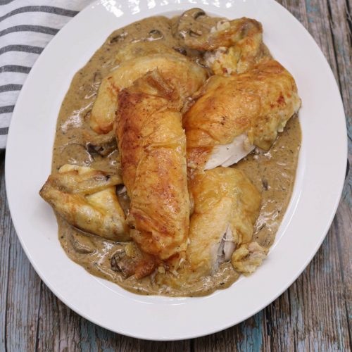 Roast Chicken with Comte Mushroom Sauce - Felly Bull