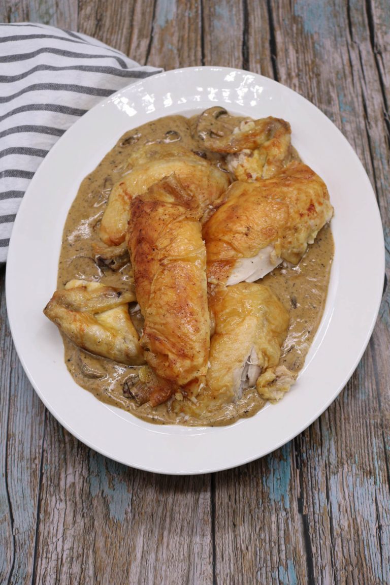 Roast Chicken with Comte Mushroom Sauce - Felly Bull