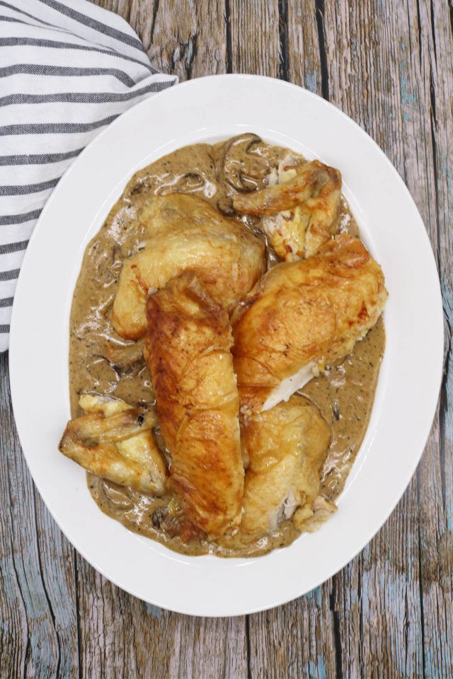 Roast Chicken with Comte Mushroom Sauce - Felly Bull