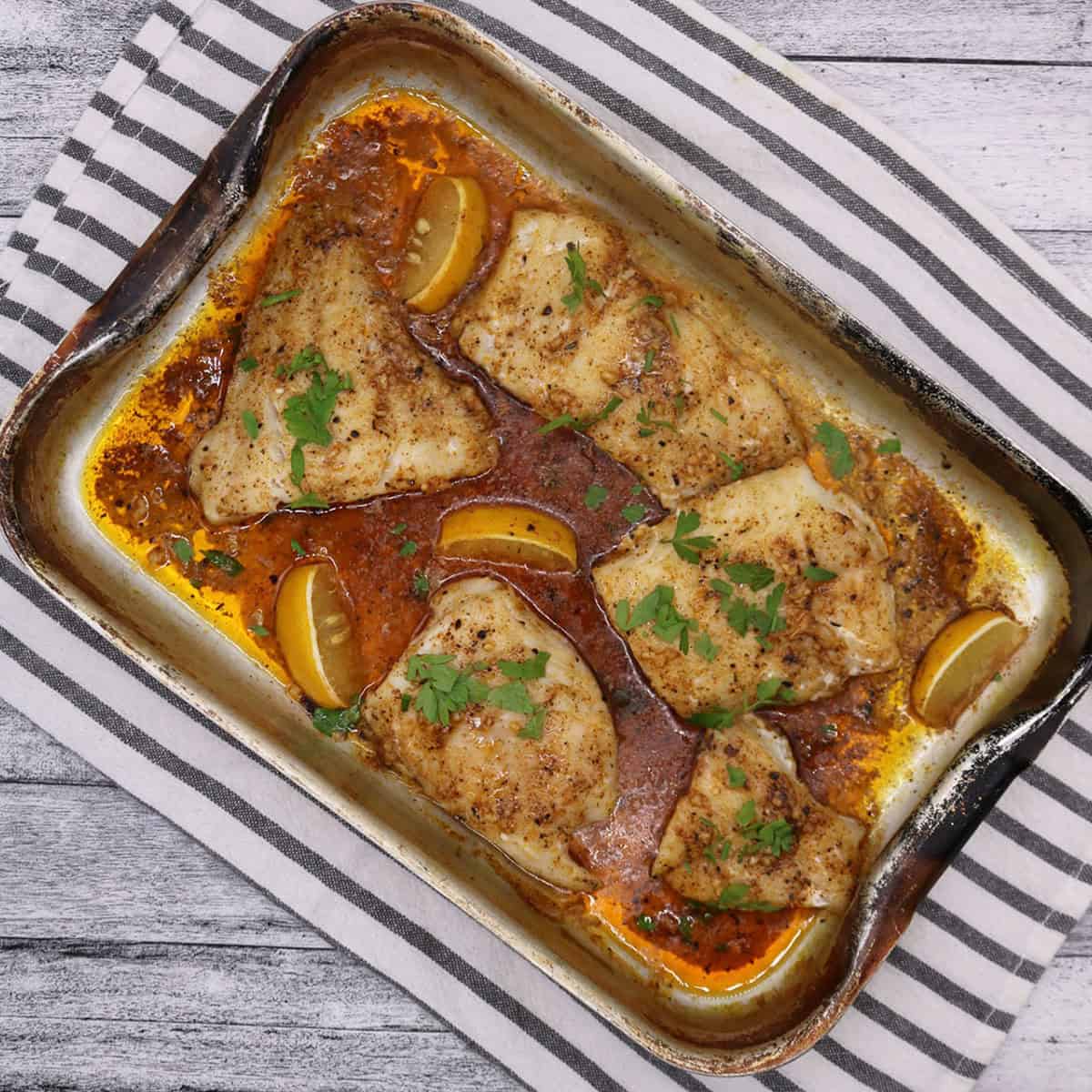 Baked Cajun Garlic Butter Cod - Felly Bull