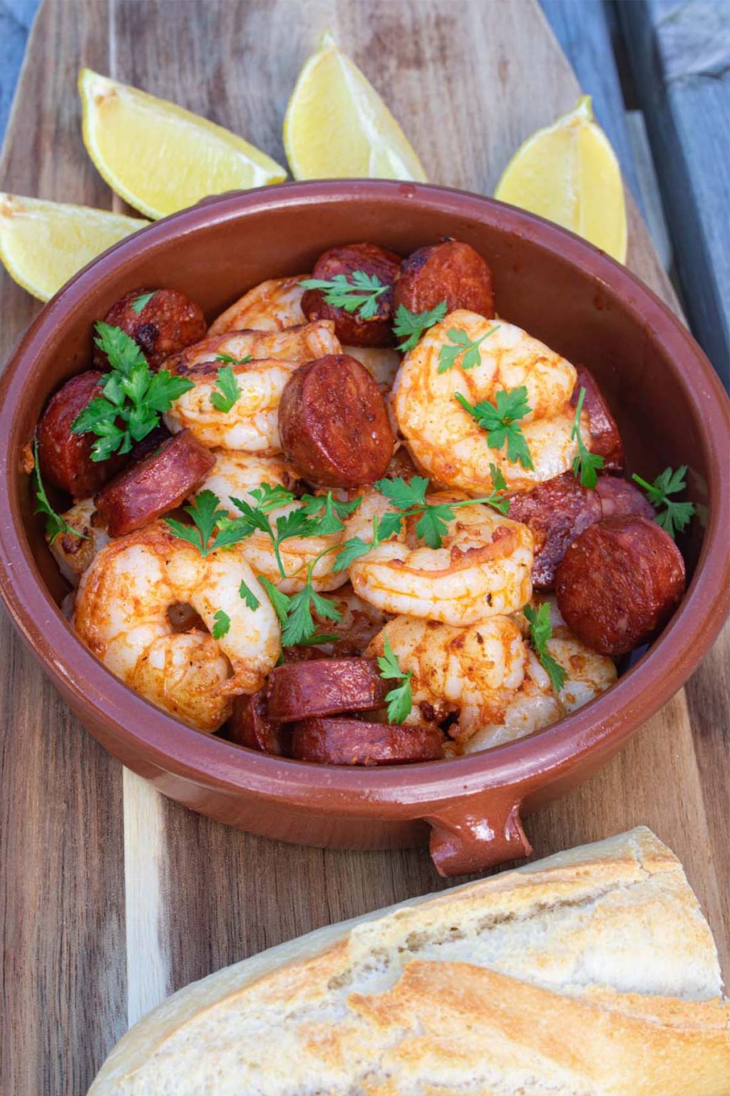 Smoky Garlic King Prawns and Chorizo - Felly Bull