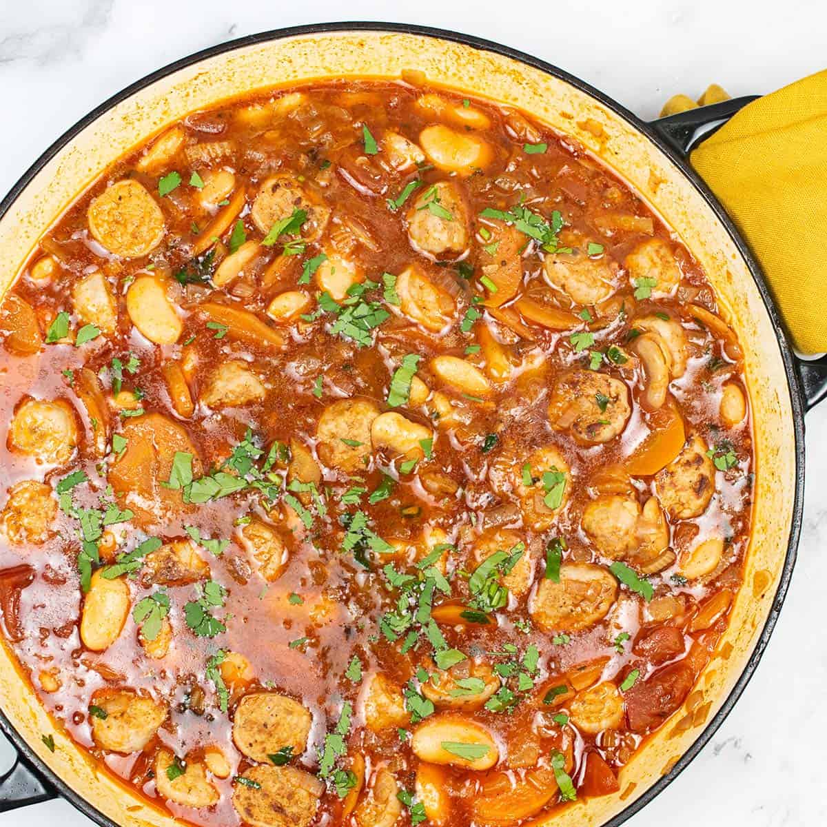 Spiced Bean and Banger Stew - Felly Bull