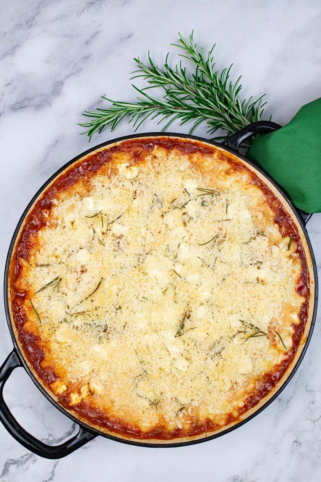 Lamb and Rosemary Mac with Pecorino and Feta Crumb Topping - Felly Bull