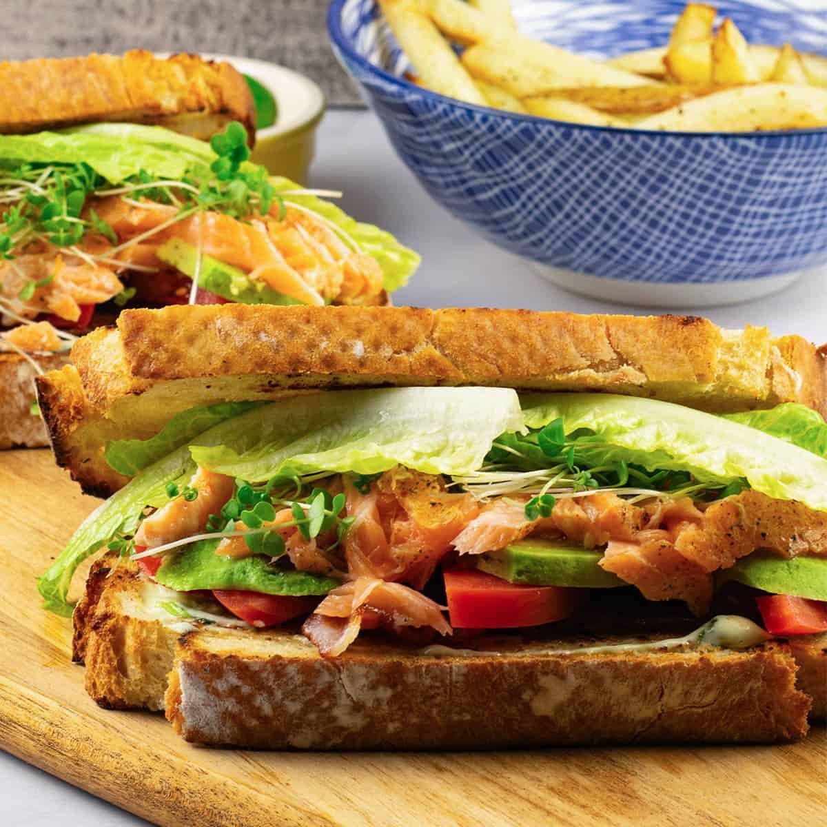Hot Smoked Salmon Club Sandwich - Felly Bull